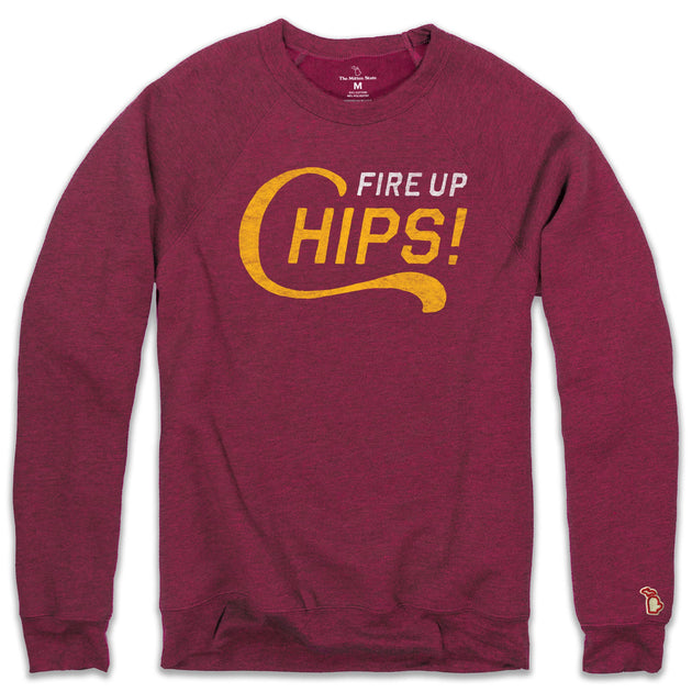 Cmu - Fire Up Chips Script Fleece Sweatshirt | The Mitten State